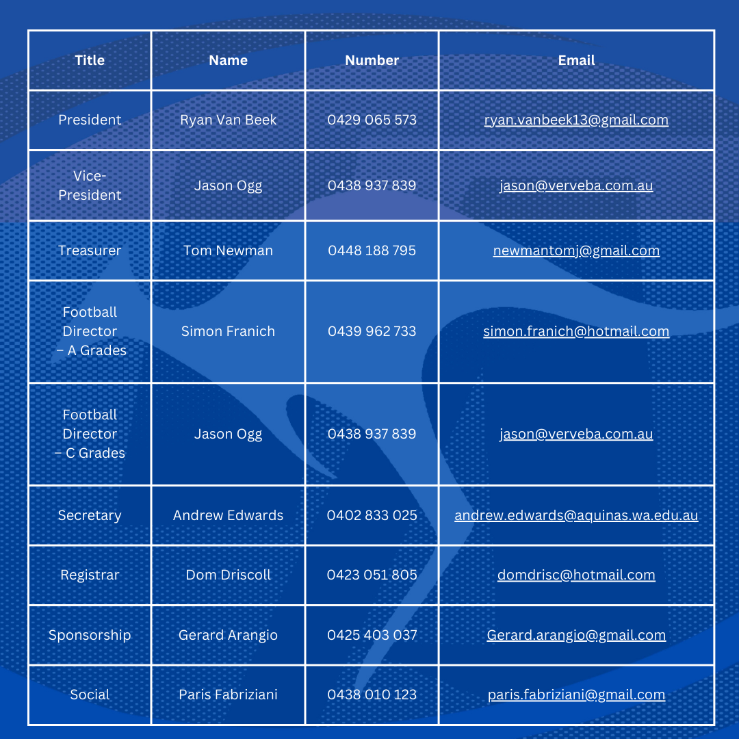 Committee - Trinity Aquinas Amateur Football Club